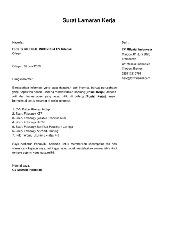 Bikin Surat Lamaran Kerja Gratis Mudah | CV Milenial