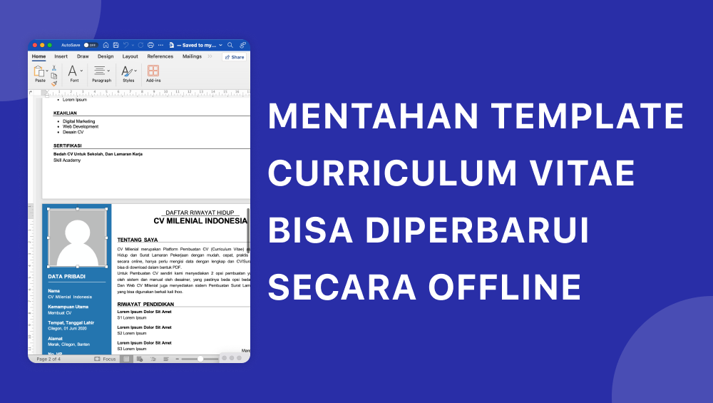 Beli Produk Mentahan Template CV | CV Milenial