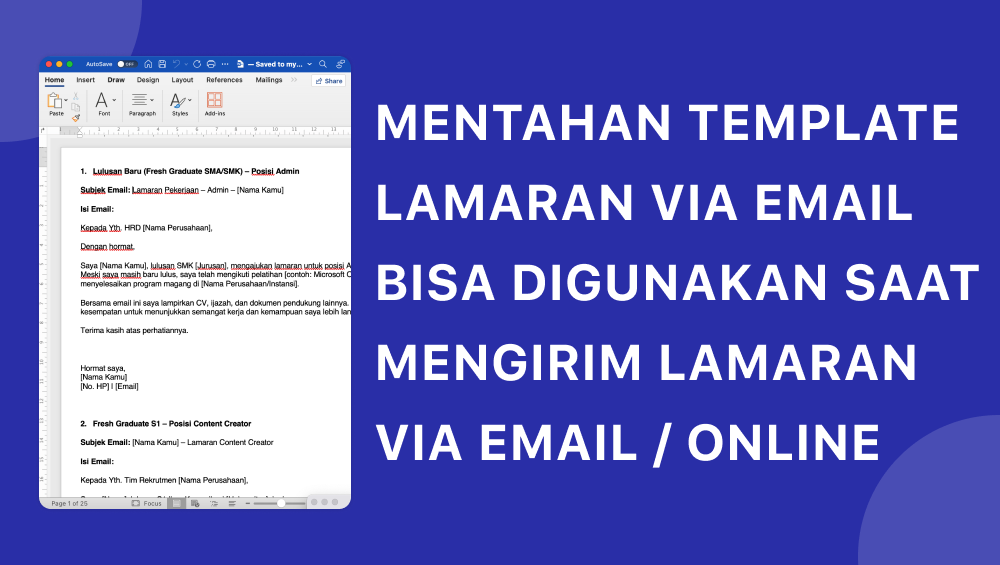 Beli Produk Template Email Lamaran | CV Milenial
